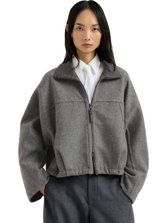 BRUNELLO CUCINELLI Brunello Cucinelli Hand-Crafted Virgin Wool Double Cloth Bomber Jacket